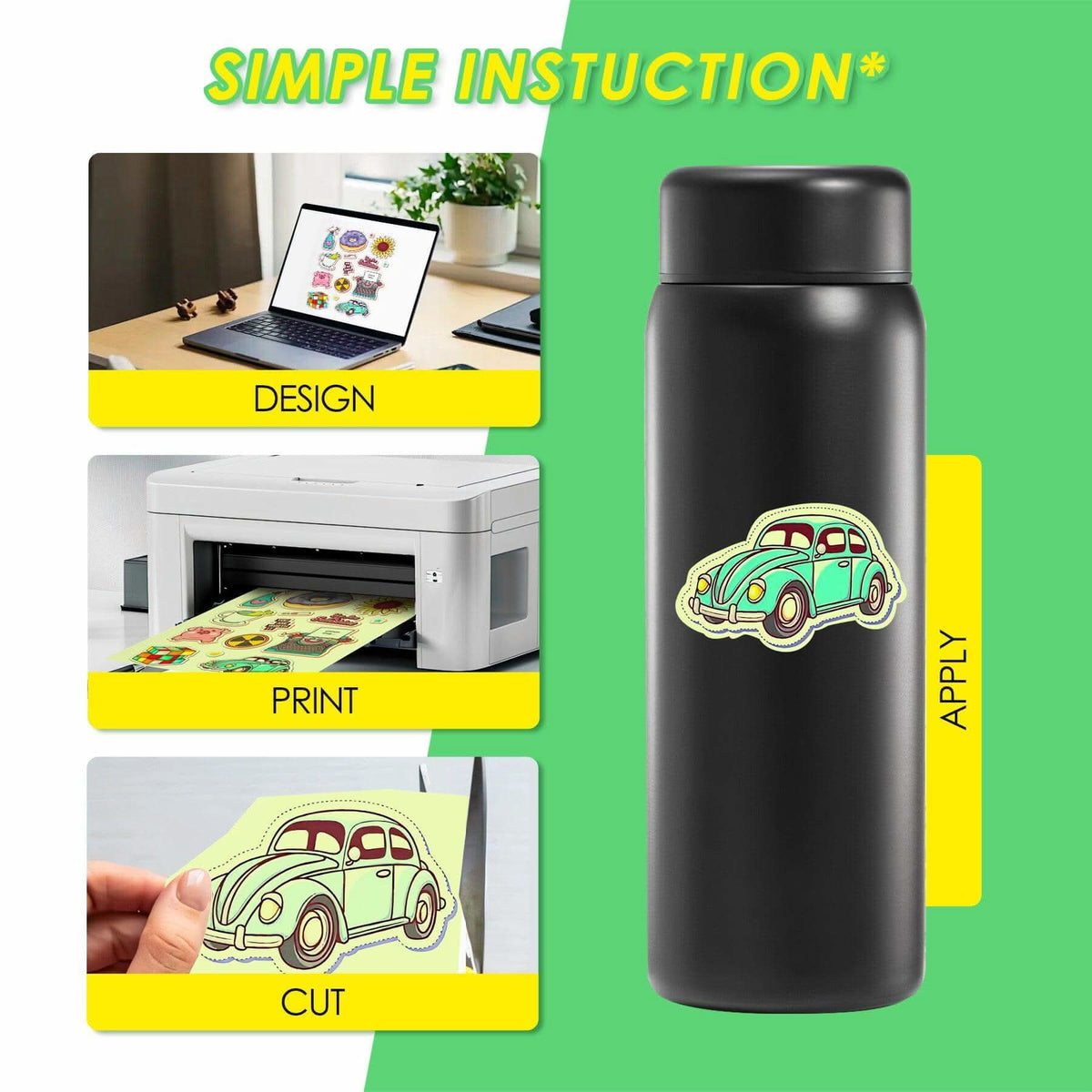 A-SUB Printable Glow In The Dark Vinyl Sticker Paper 8.5"*11 " 5 sheet