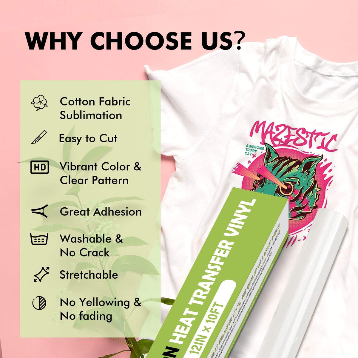 A-SUB Clear Sublimation Vinyl for Cotton Shirts 12"X 10FT