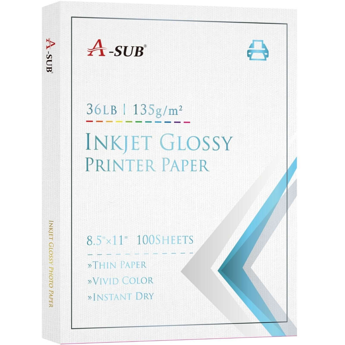 A-SUB 8.5x11 Glossy Photo Paper 36lb 135gsm – 100 Sheets