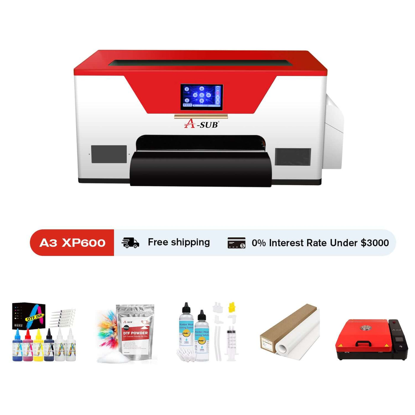 A-SUB A3 DTF Printer | Dual XP600 Printheads | High-Speed Fabric Printing
