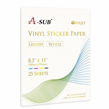 A-SUB Waterproof Glossy Vinyl Sticker Paper for Inkjet Printer 25