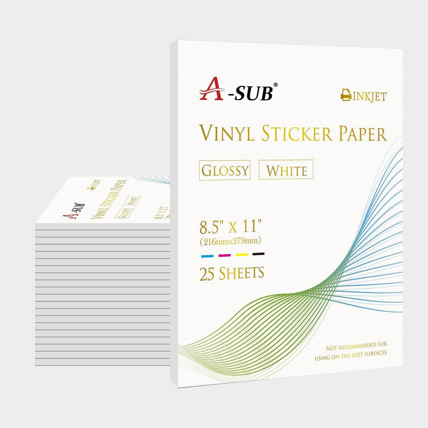 Bulk Prices - 500 Sheets A-SUB Waterproof White Glossy Vinyl Sticker Paper