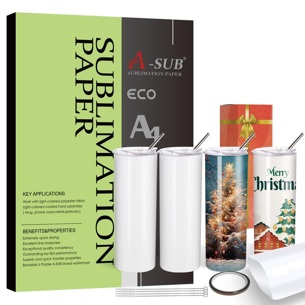A-SUB Sublimation Paper A4 125g & 20oz Tumblers 4PK Bundle Kit