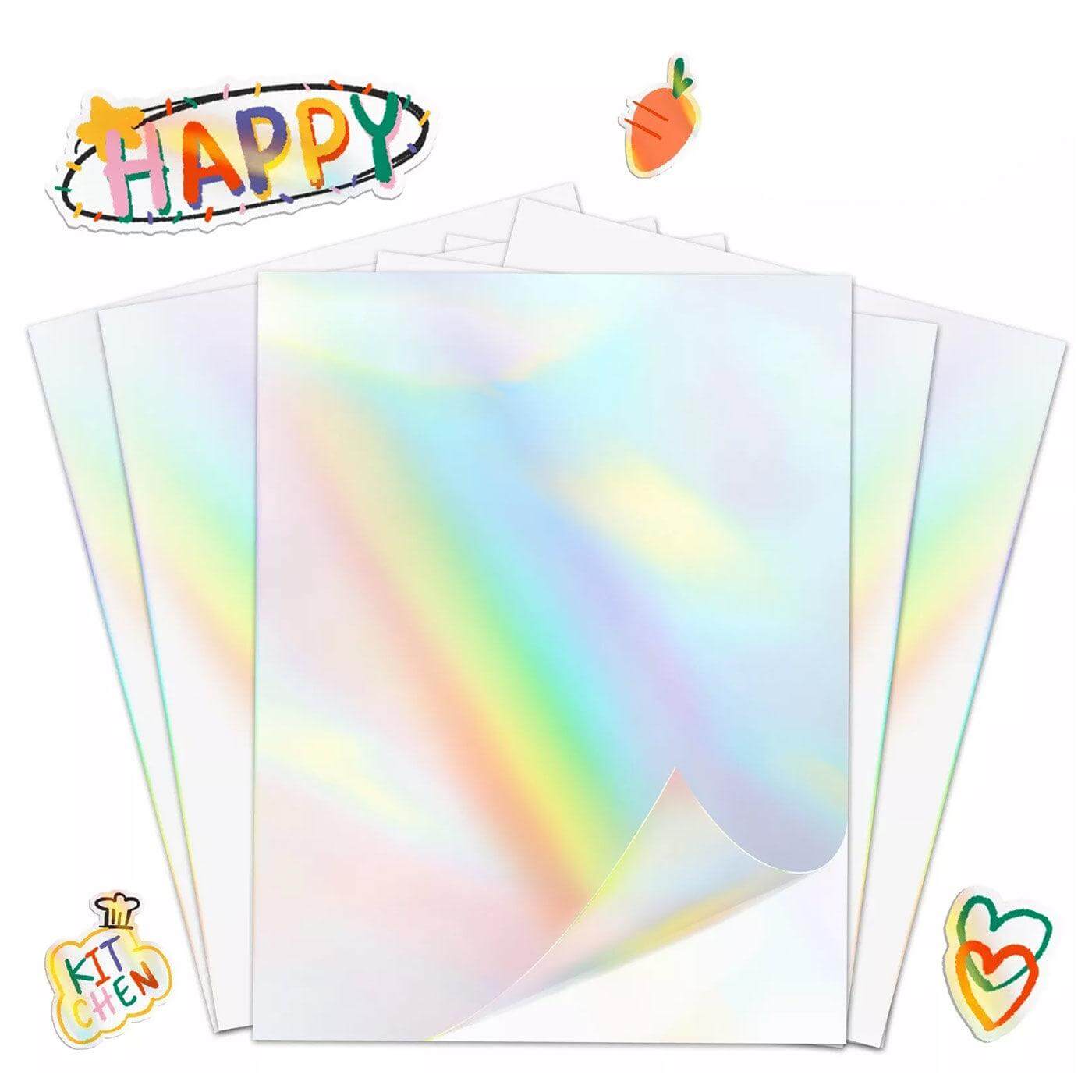 Clear Rainbow Holographic Sticker Paper - 8.5x11" for Inkjet & Laser