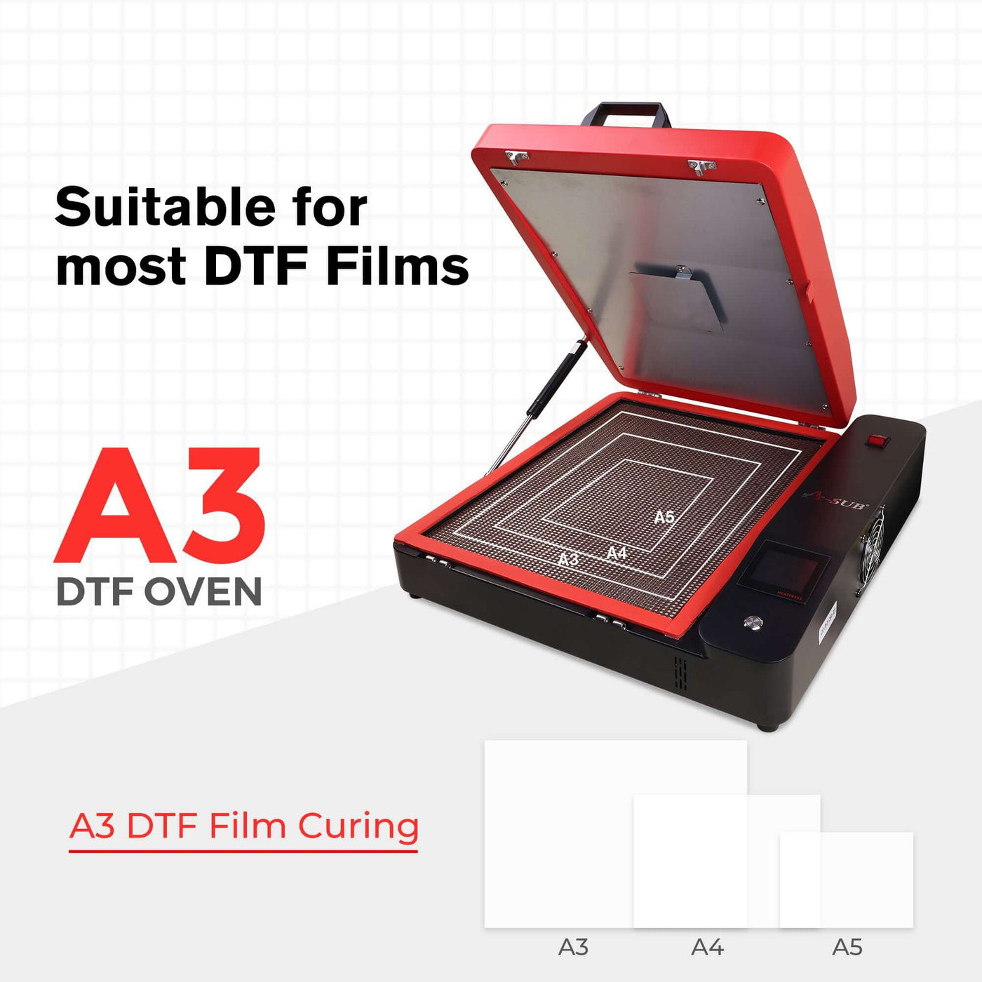 DTF Powder Curing Oven A280-Red Upgrade | A3/A4 Size
