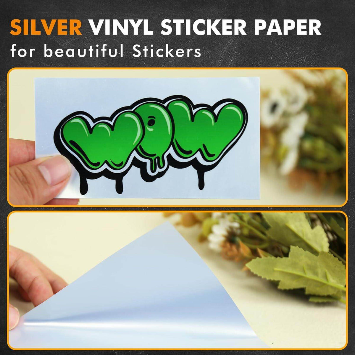 Matte Silver Vinyl Sticker Paper for Inkjet - 8.5x11", 20 Sheets