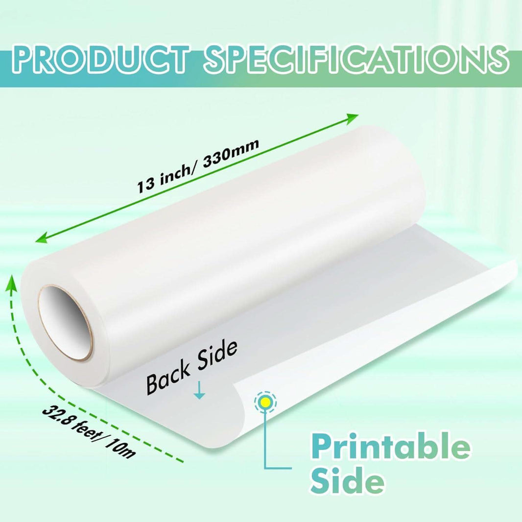 Printable Vinyl Sticker Paper Roll for Inkjet - 13"x32.8FT