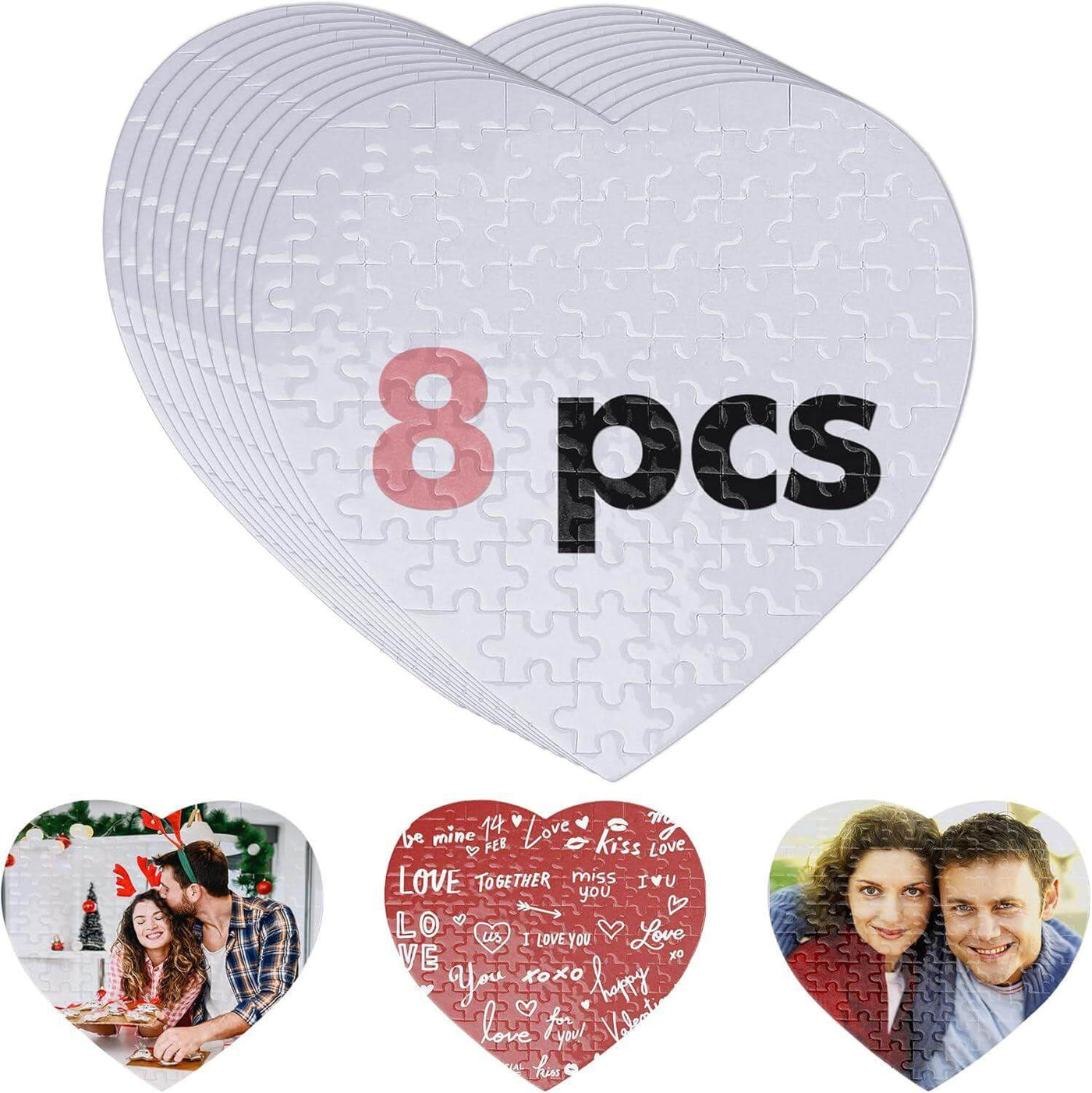 Sublimation Blank Puzzle Heart Shaped (8 pcs) 7.5" x 7.5" x 0.06"
