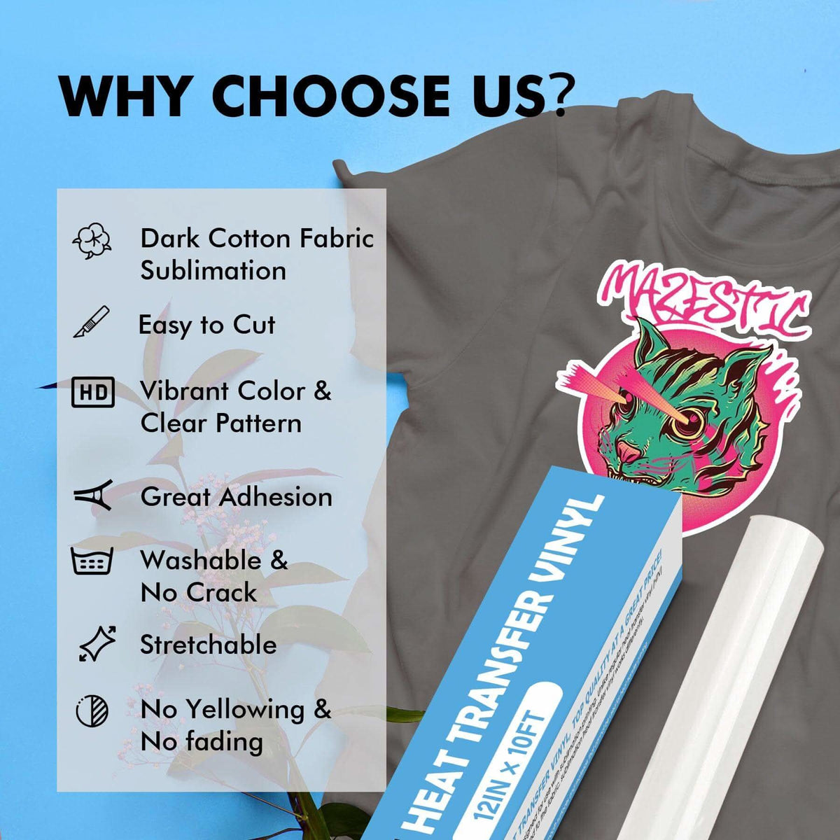 A-SUB Sublimation Vinyl for Light&Dark Cotton Shirts 12"X 10FT